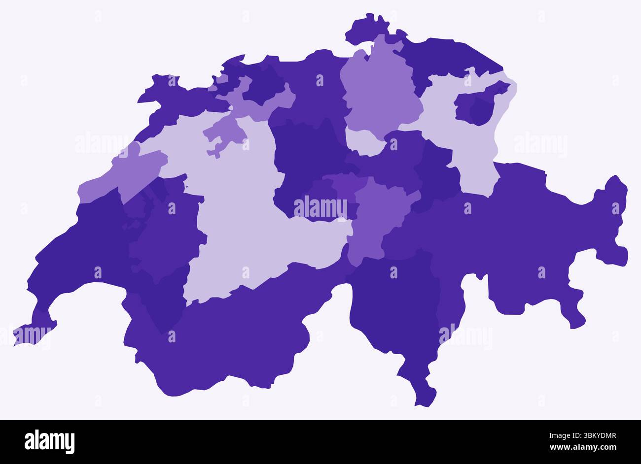 Map of Switzerland with regions. Just a simple country border map with ...