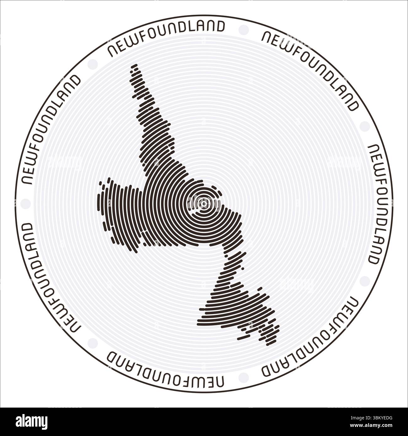 Newfoundland round logo design. Province shape build of rings ...