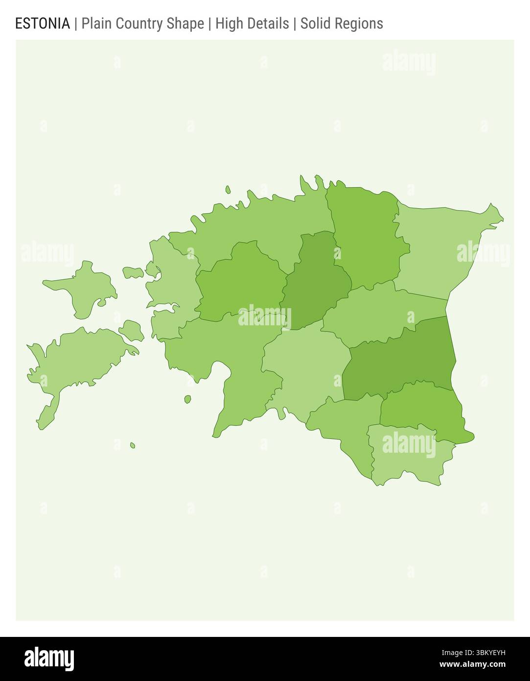 Estonia plain country map. High Details. Solid Regions style. Shape of ...