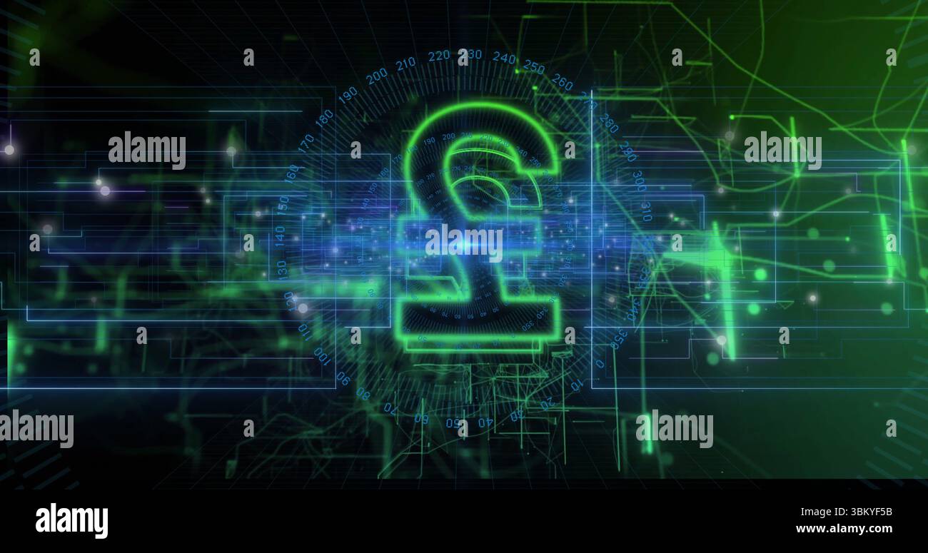 Glowing blue circuits circular patterns hi-res stock photography and ...