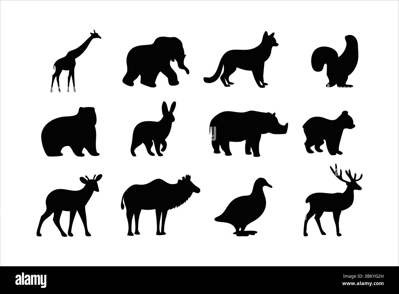 Wild Animal Silhouettes Collection - Safari and Forest Animals Vector ...