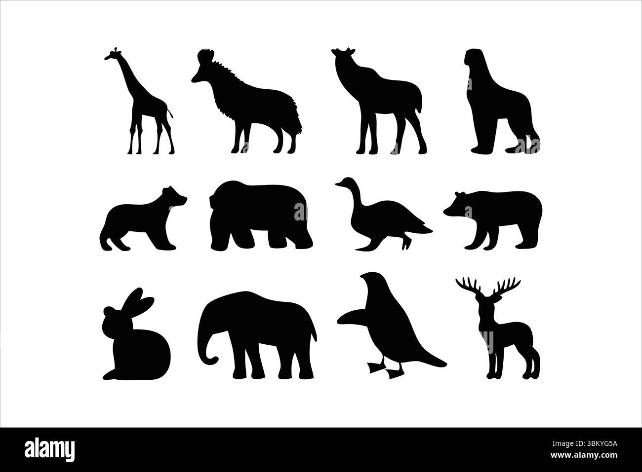 Wild Animal Silhouettes Collection - Safari and Forest Animals Vector ...