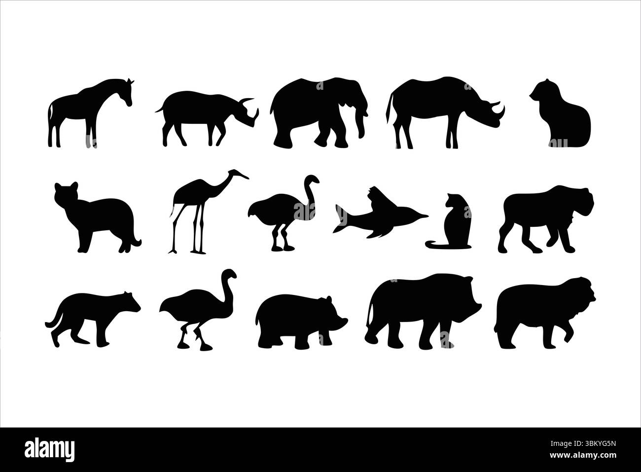 Wild Animal Silhouettes Collection - Safari and Forest Animals Vector ...