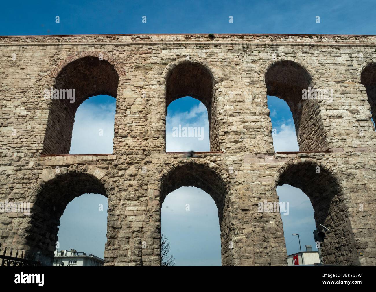 This is a view of the Valens Aqueduct in Istanbul, Turkey, which was ...