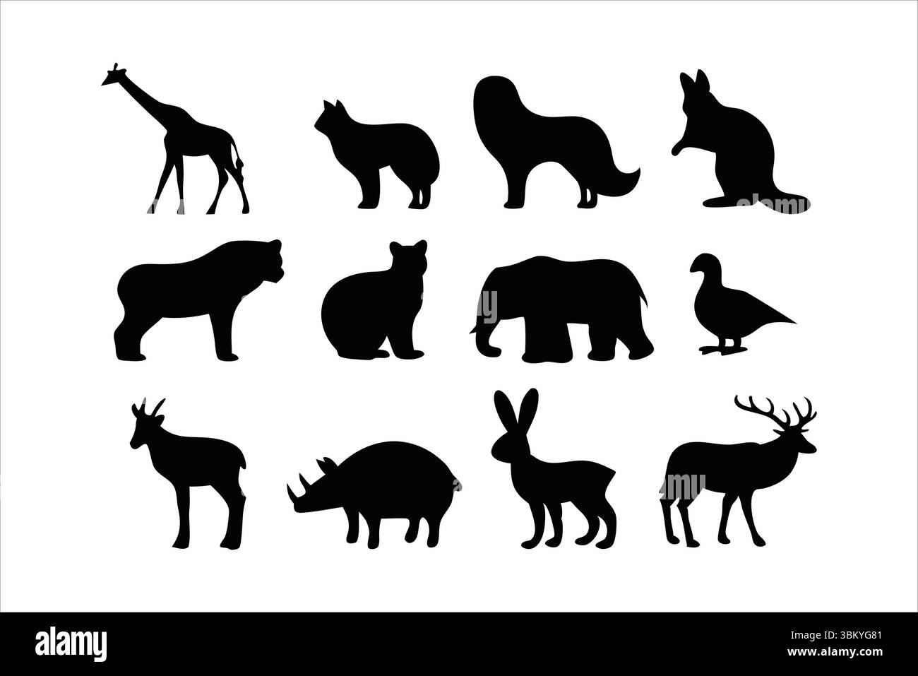 Wild Animal Silhouettes Collection - Safari and Forest Animals Vector ...