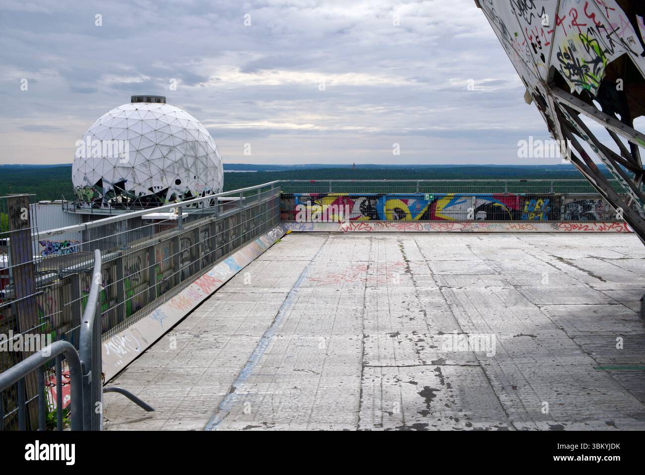 Abandoned worn down grafitti covered secret spying station in ...