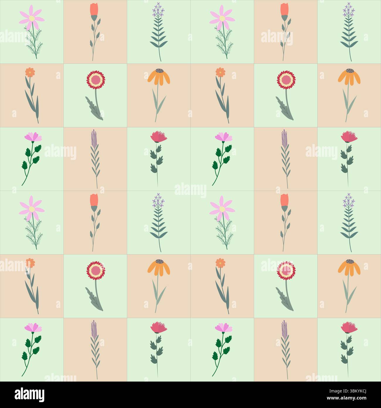Pastel simple flowers seamless Stock Vector Images - Alamy