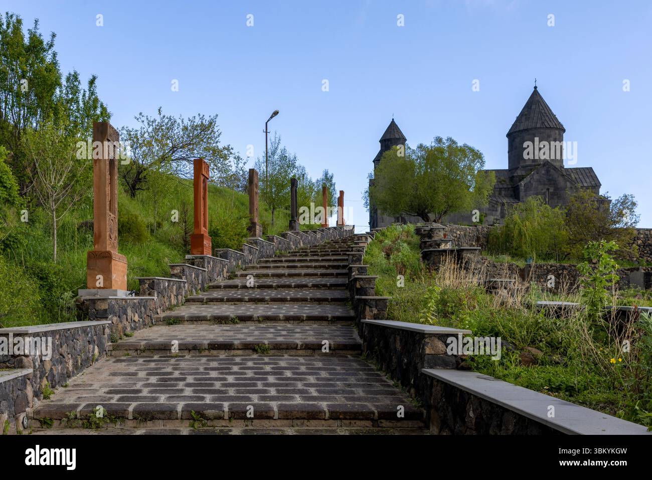 The 13th-century Tegher Monastery, constructed from dark grey basalt ...
