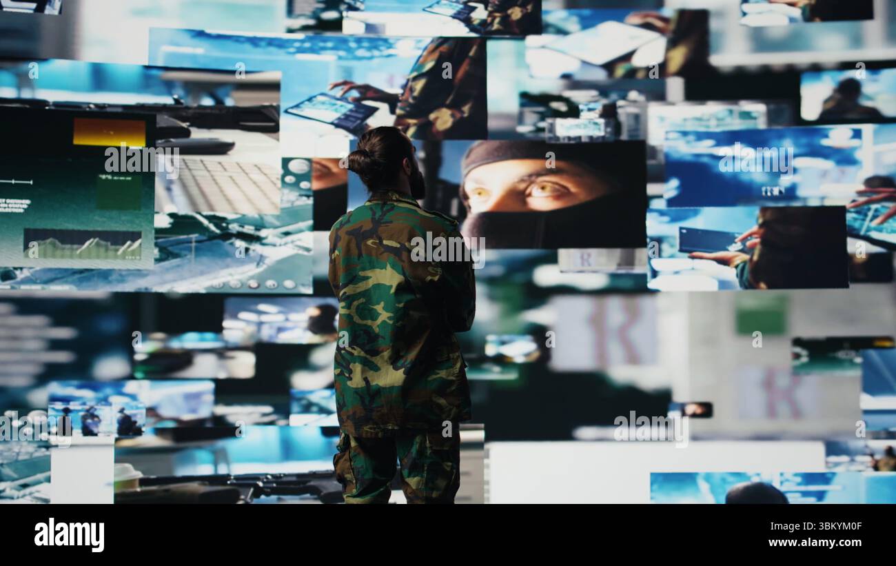 Military personnel monitoring drone satellite hi-res stock photography ...