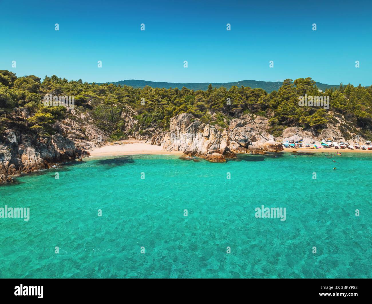 Paradise Kavourotripes Beach, Chalkidiki, Greece. Aerial view of ...