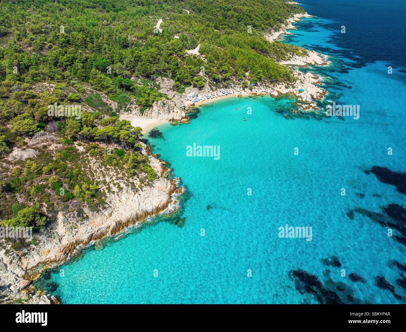 Paradise Kavourotripes Beach, Chalkidiki, Greece. Aerial view of ...