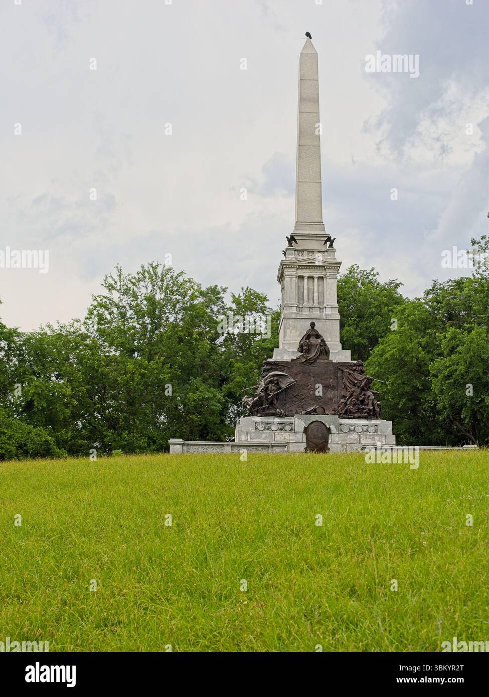 Granite obelisk atop bronze diorama of Mississippi State Memorial at ...