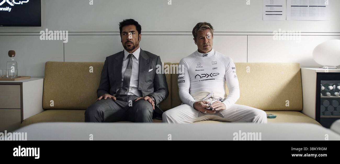 F1: THE MOVIE, (aka F1), from left: Javier Bardem, Brad Pitt, 2025 ...