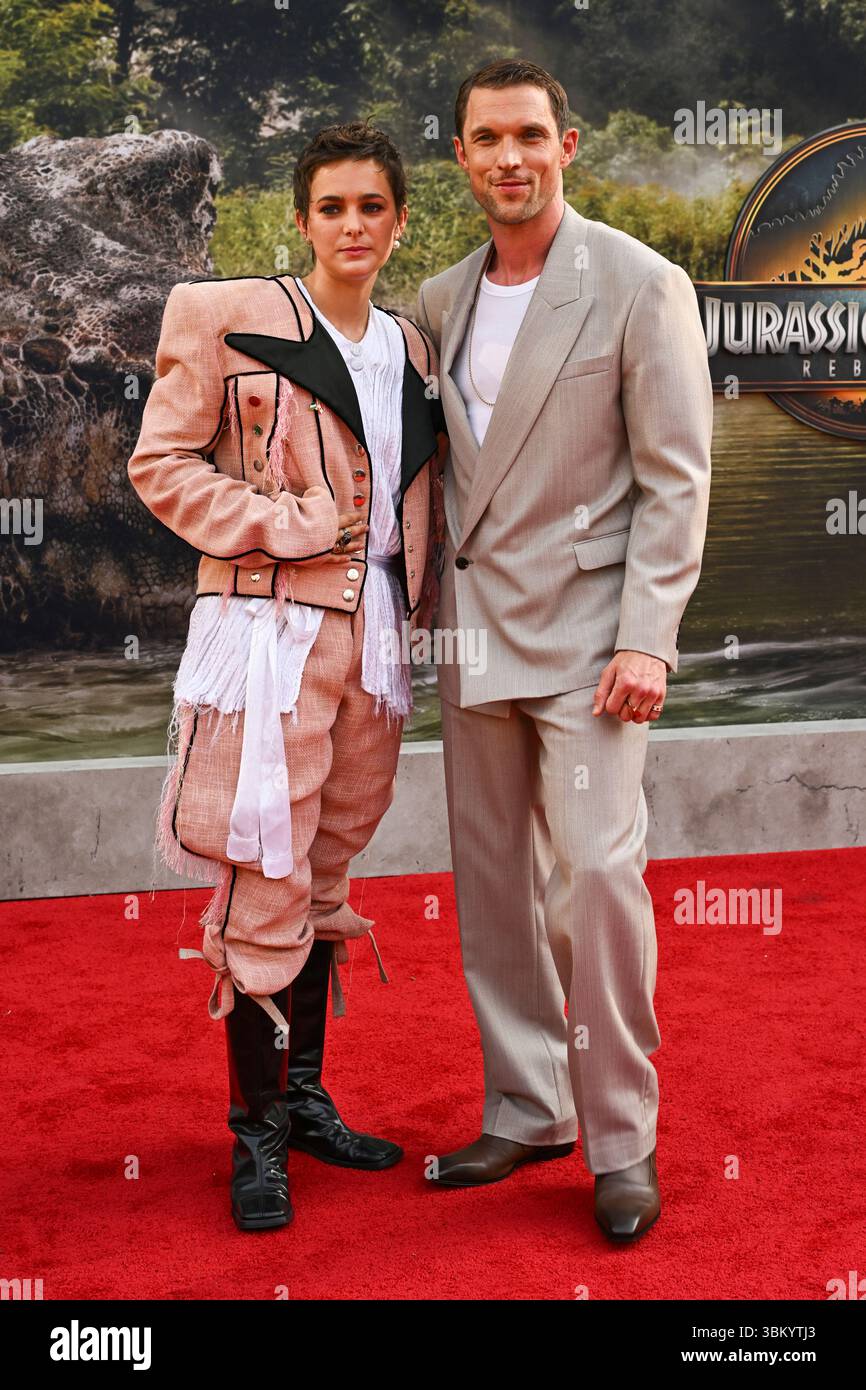 Philippine Velge, left, and Ed Skrein attend the "Jurassic World ...