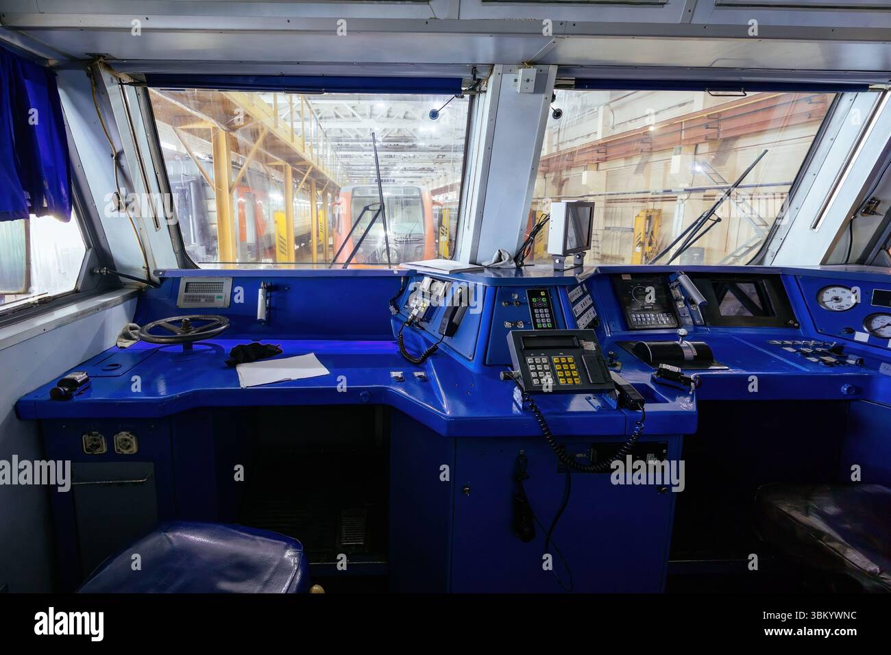 Subway train interior. Driver dashboard Stock Photo - Alamy
