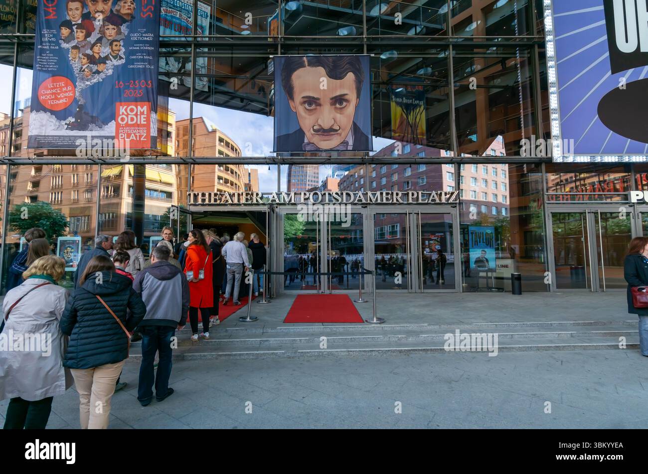People queue outside Theater am Potsdamer Platz in Berlin before a show ...