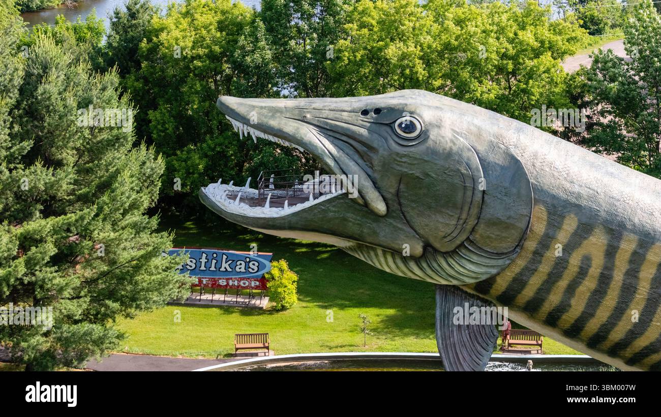 Aerial photograph of the famous Musky statue that you can walk in up at ...