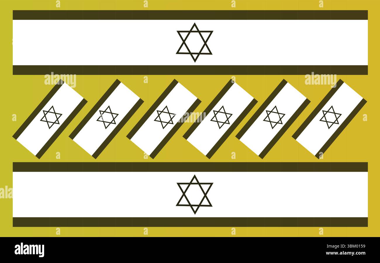 Golden yellow background vector with alternating Israeli flags in ...