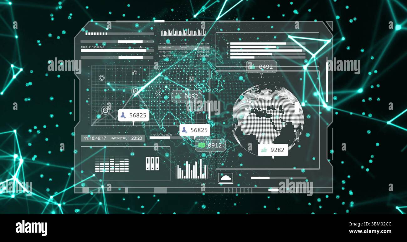 Projecting interface panel displaying data overlays in network backdrop ...