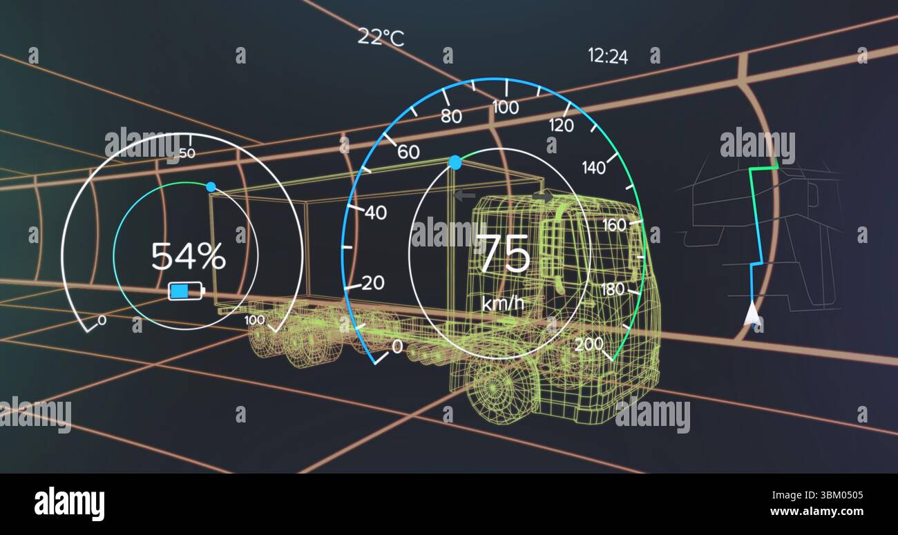 Wireframe truck trailer model floating hi-res stock photography and ...