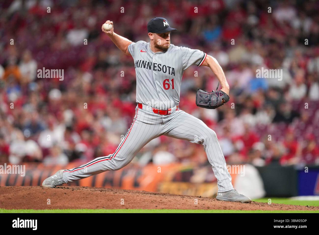 Minnesota Twins pitcher Brock Stewart throws during a baseball game ...