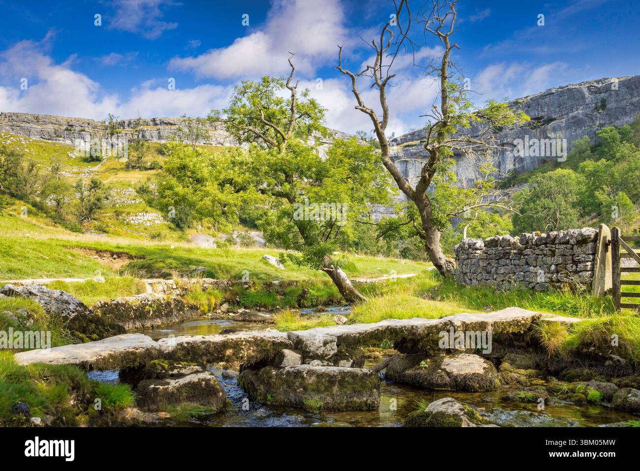 Malham Cove, North Yorkshire, Old Clapper Bridge Stock Photo - Alamy