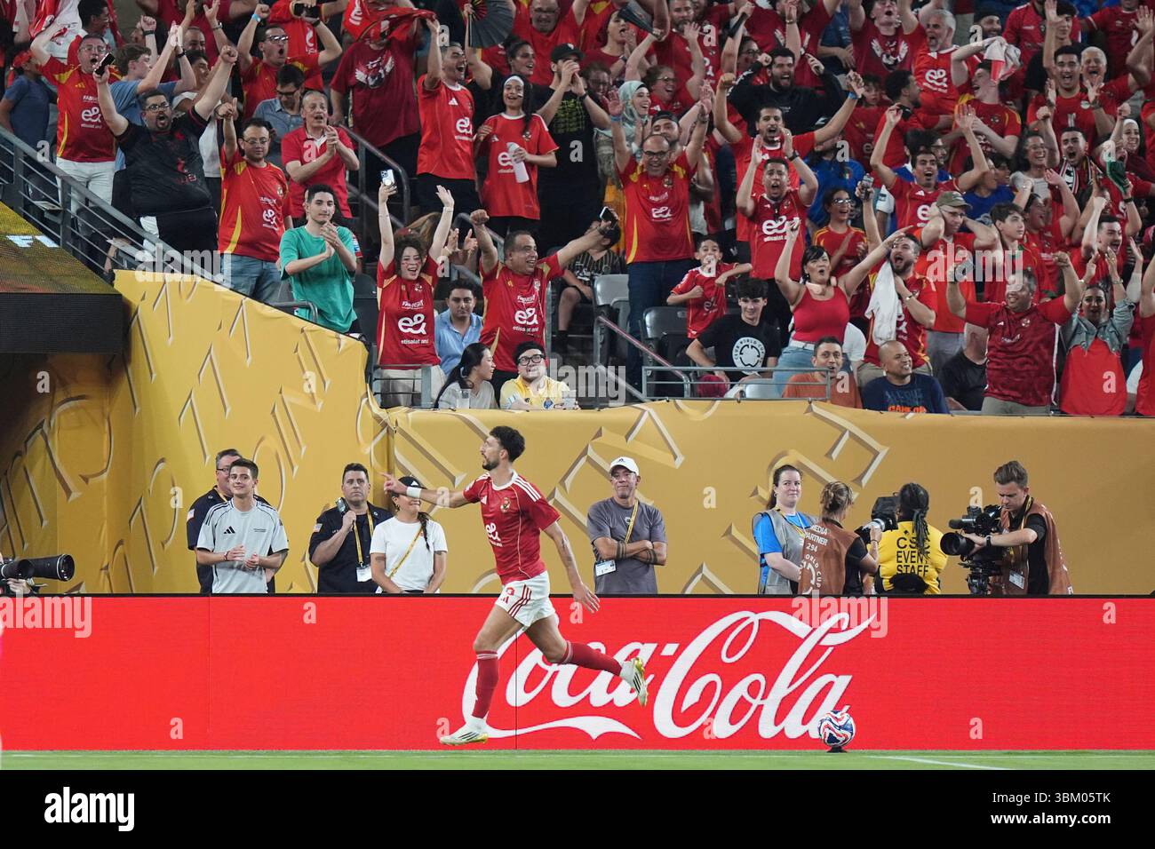 Al Ahly's Wessam Abou Ali reacts after scoring his team's first goal ...