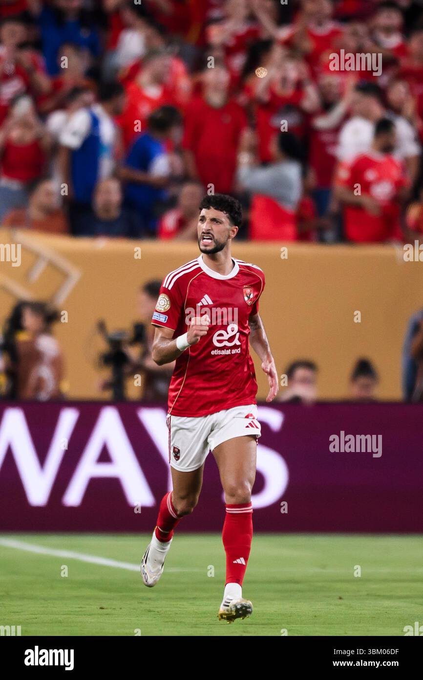 New Jersey, USA. 23rd June, 2025. Wessam Abou Ali of Al Ahly FC ...