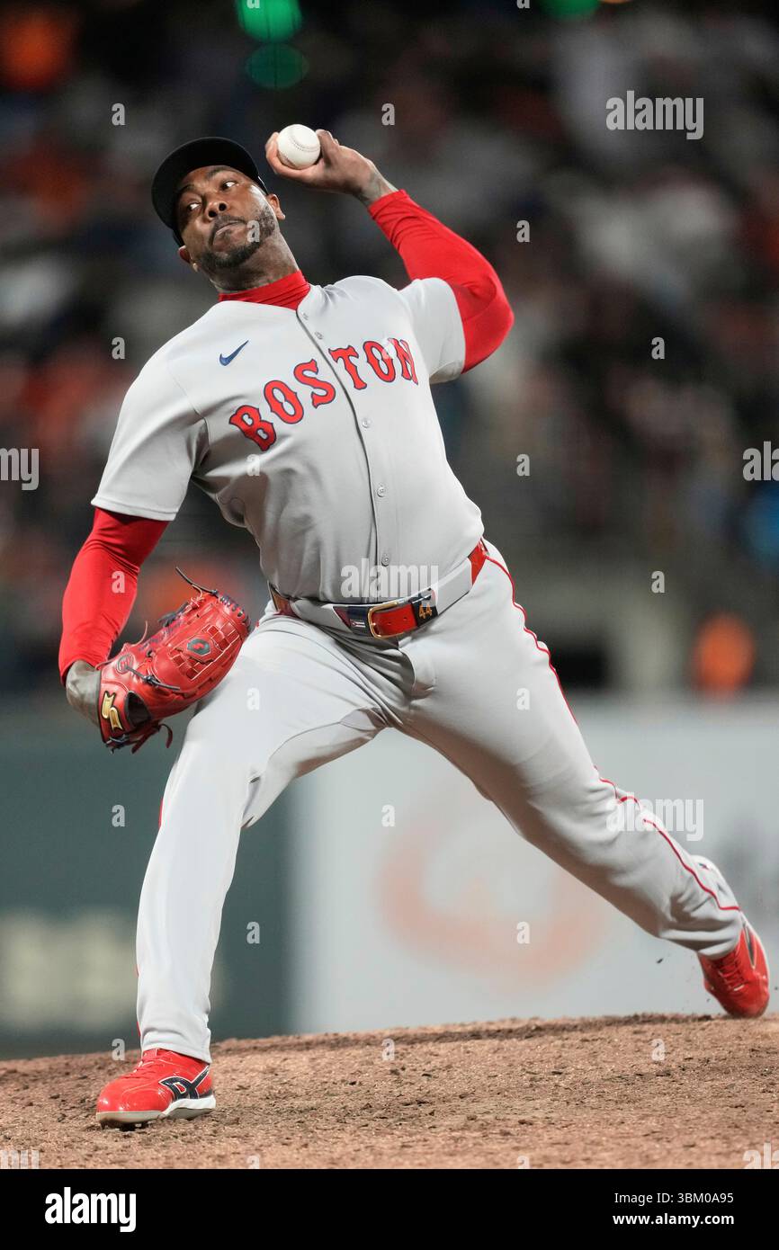 Boston Red Sox pitcher Aroldis Chapman during a baseball game against ...
