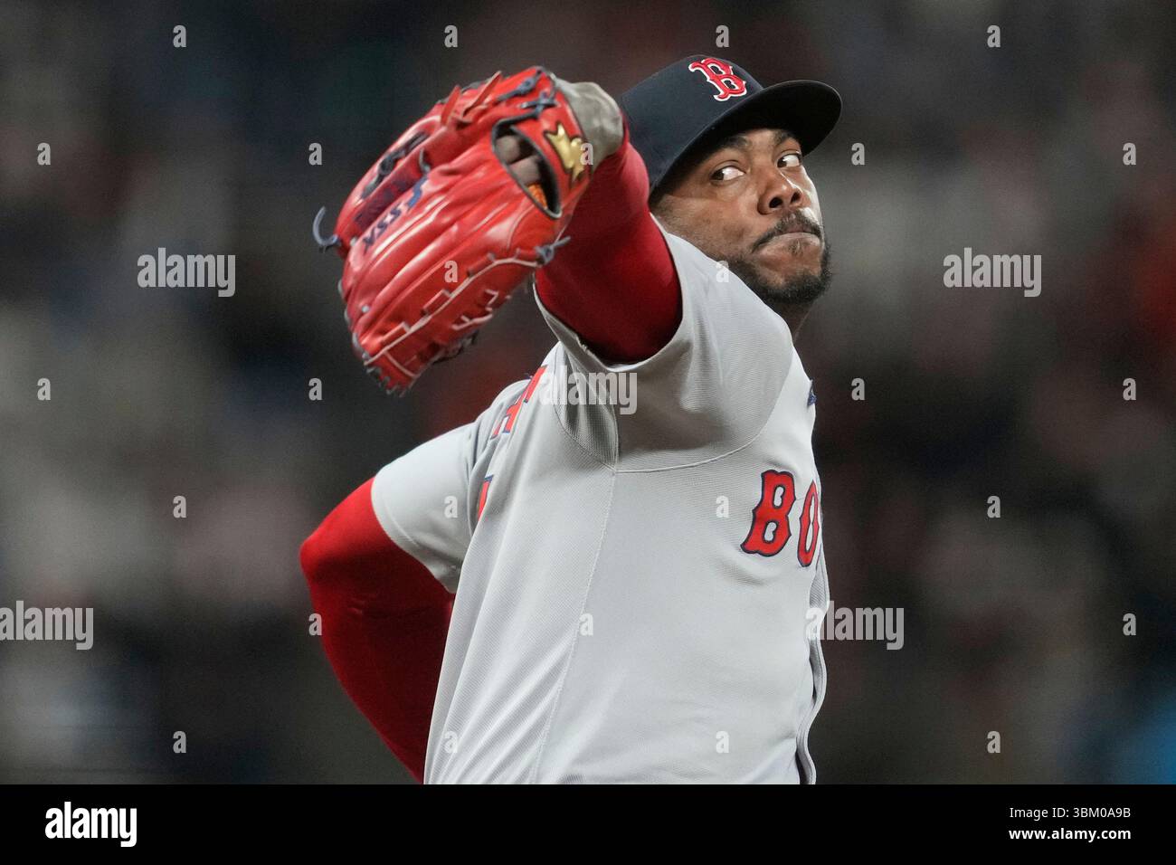 Boston Red Sox pitcher Aroldis Chapman during a baseball game against ...