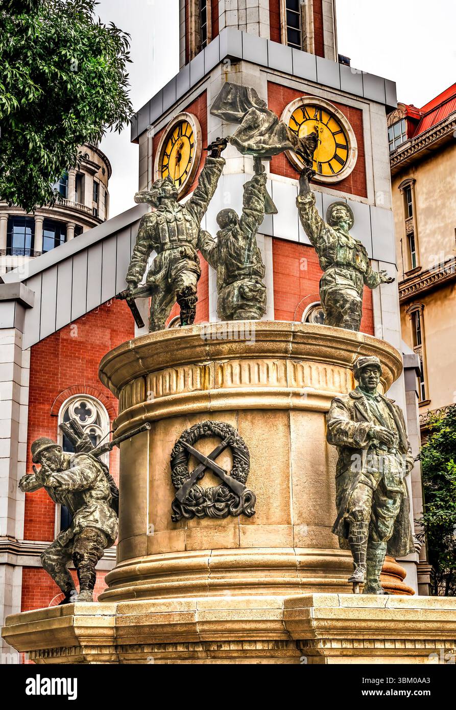 Colorful 1949 Freedom statue near Liberation Bridge, Tianjin, China. In ...