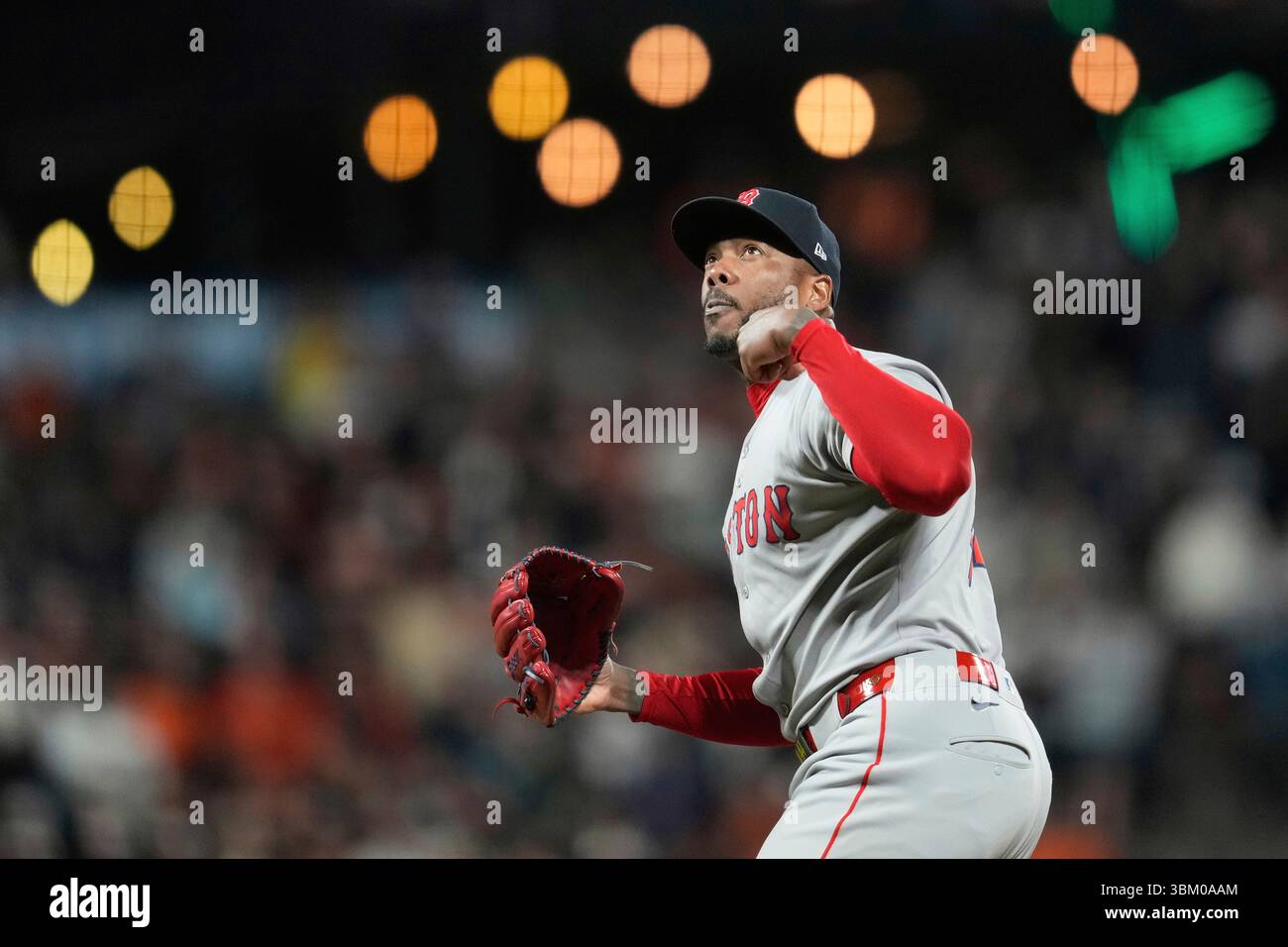 Boston Red Sox pitcher Aroldis Chapman during a baseball game against ...