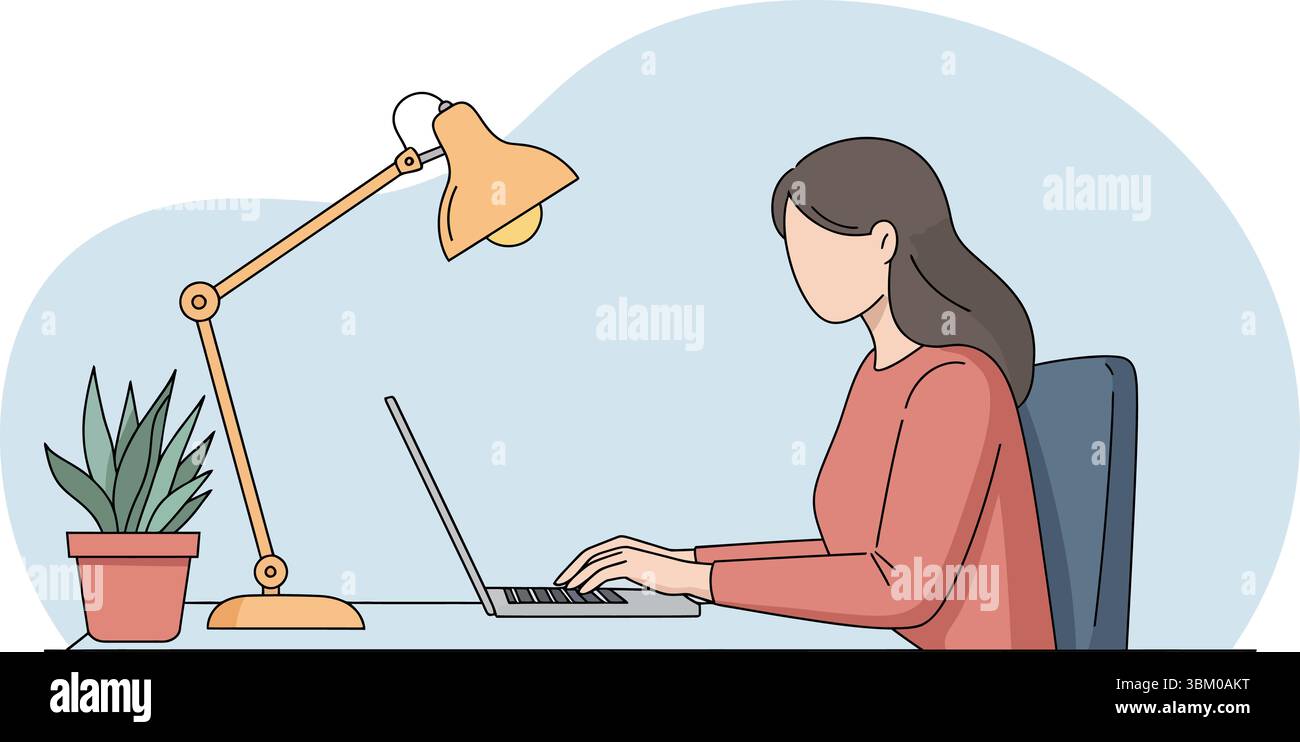 Cozy workspace laptop desk Cut Out Stock Images & Pictures - Alamy