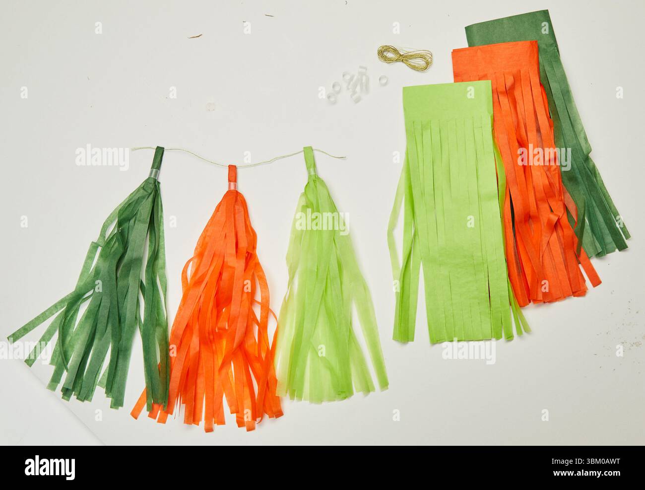 Colored paper cut into strips isolated nature background with clipping ...