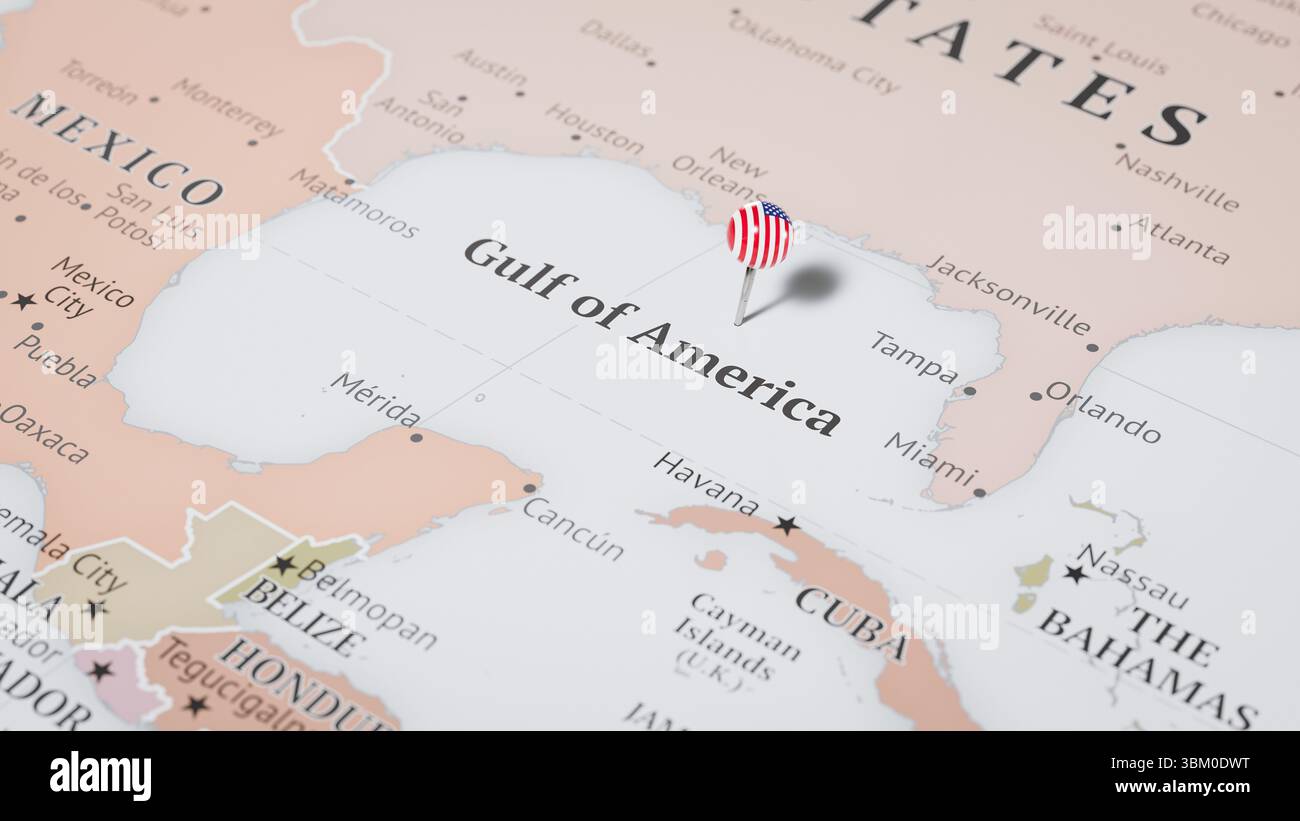 A Map of the Gulf of America, with a Pin Featuring the United States ...