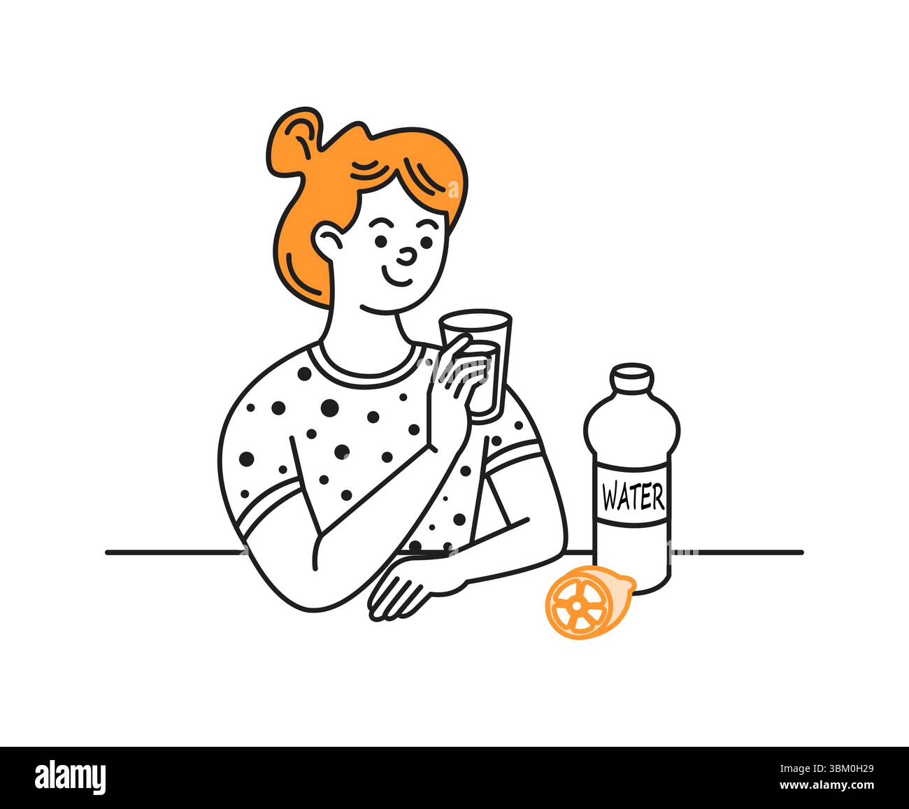 Smiling young woman drawing water Stock Vector Images - Alamy
