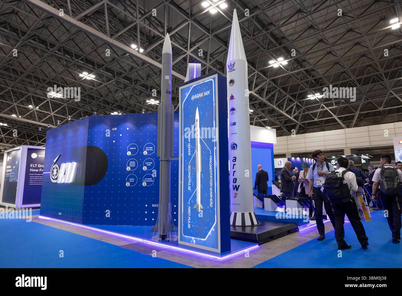 IAI exhibition booth with BARAK MX rocket on display at DSEI, Japan ...