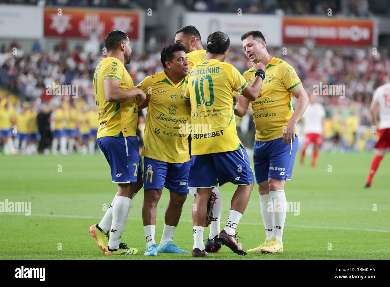 Players of Brazil celebrate a goal during RONALDINHO SHOW 2025 football ...