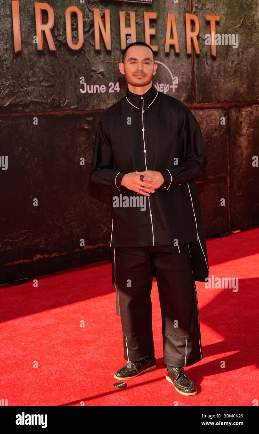 Manny Montana poses at the premiere of the Disney+ series "Ironheart ...