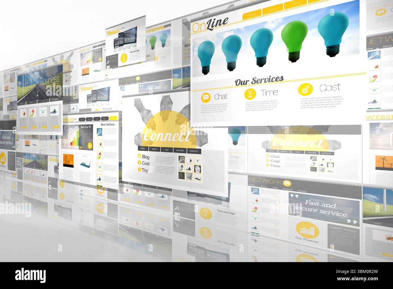 Screen collage showing business advertisement Stock Photo - Alamy