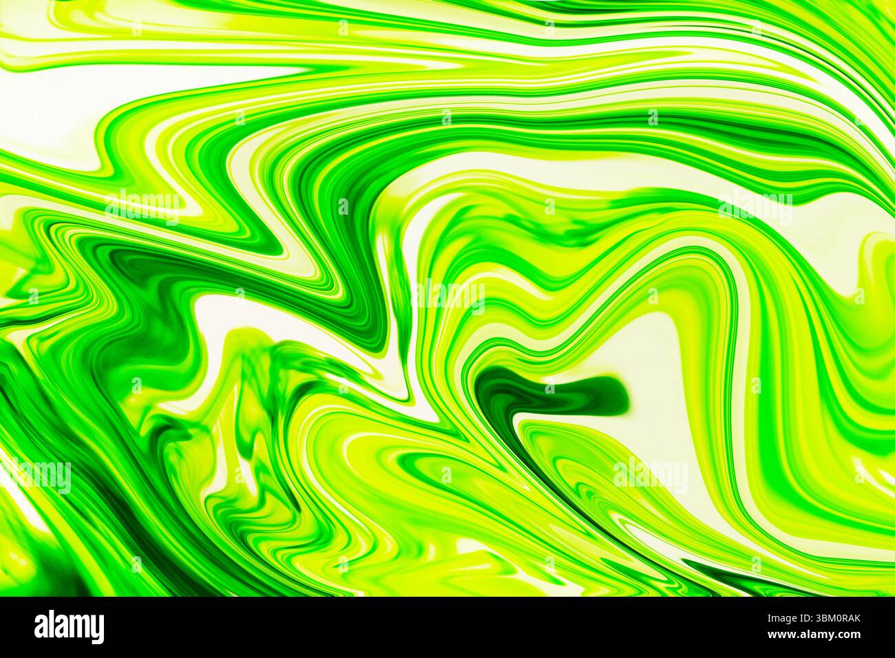 Green and yellow fluid swirling and flowing in flat design, marbling ...