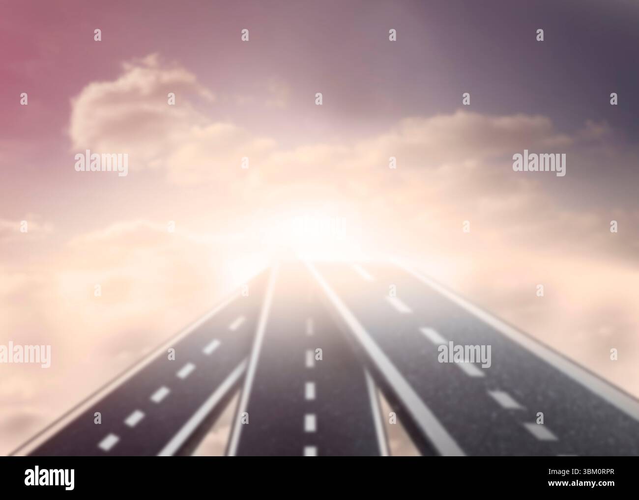 Roads over clouds in sky during sunset Stock Photo - Alamy