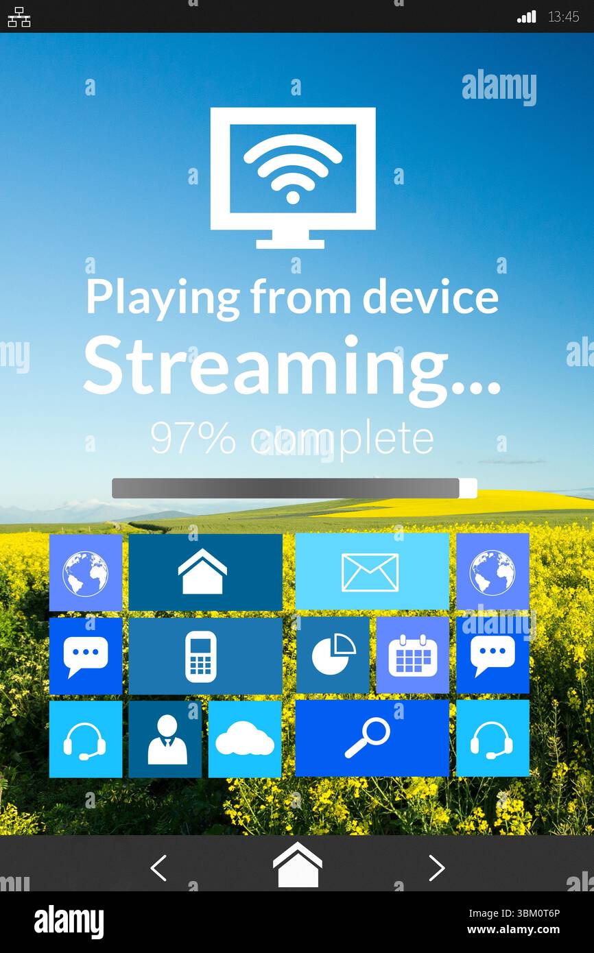 Various computer icons with progress bar Stock Photo - Alamy