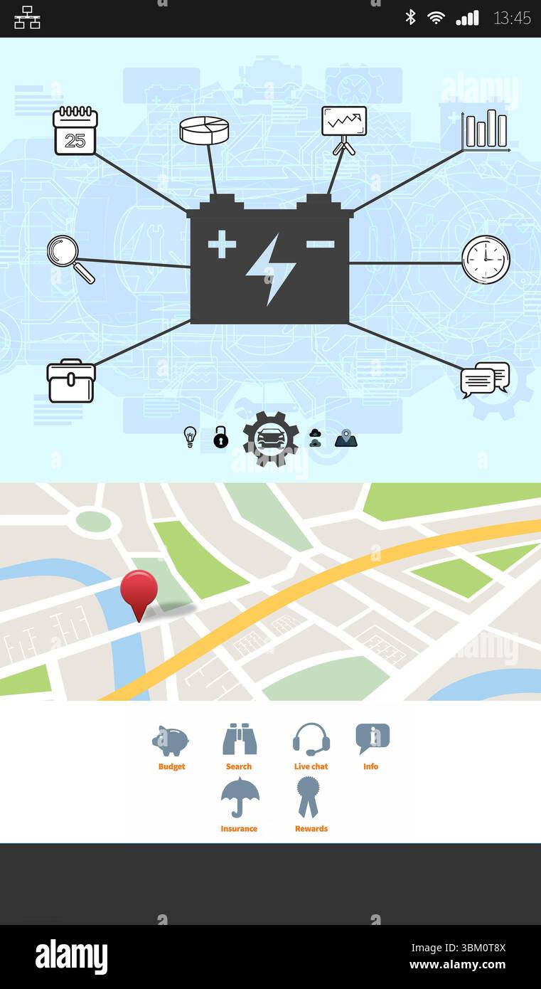 Screen of satellite navigation system Stock Photo - Alamy