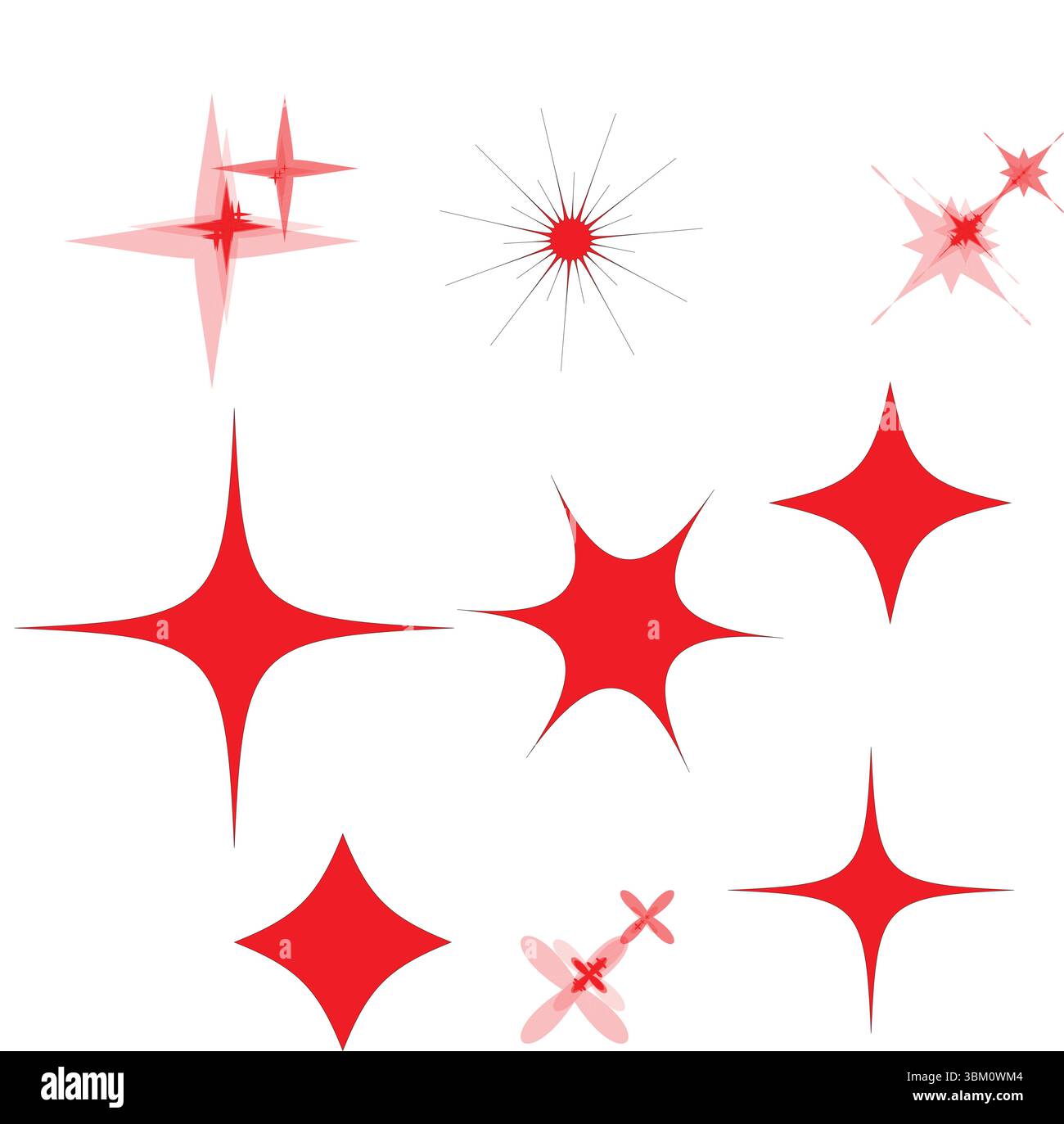 Red Sparkle Starburst Icons Shiny Twinkle Light Effects Clipart for ...
