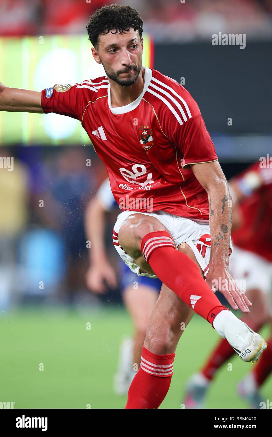 EAST RUTHERFORD, NJ - JUNE 23: Wessam Ablu Ali #9 of Al Ahly takes a ...