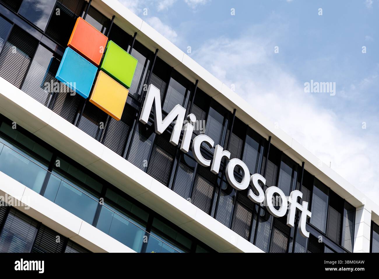 Munich, Germany. 23rd June, 2025. The Microsoft logo and lettering can ...