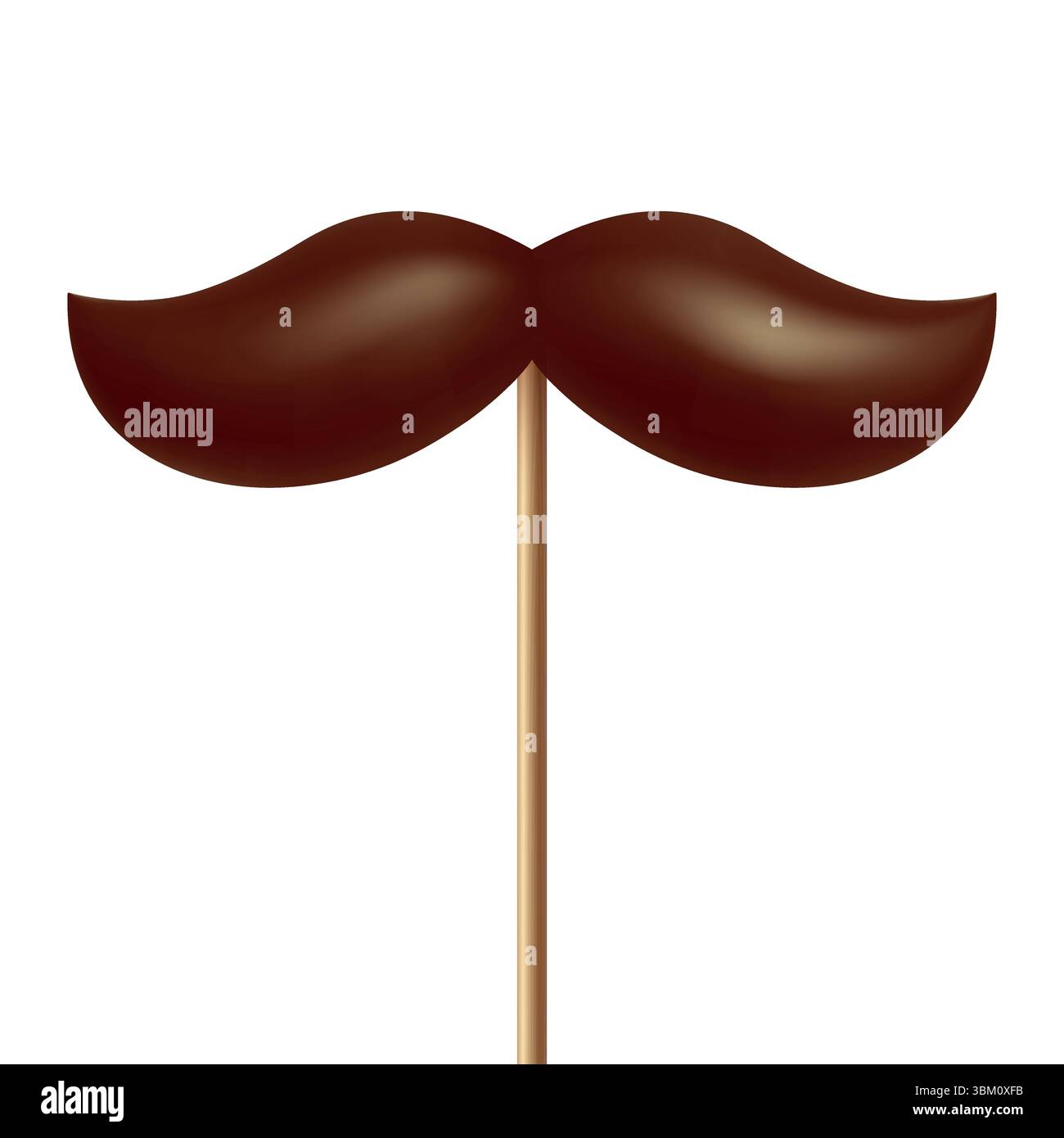 Vector 3d Realistic Brown Mustache Prop on Stick, Isolated. Simple ...