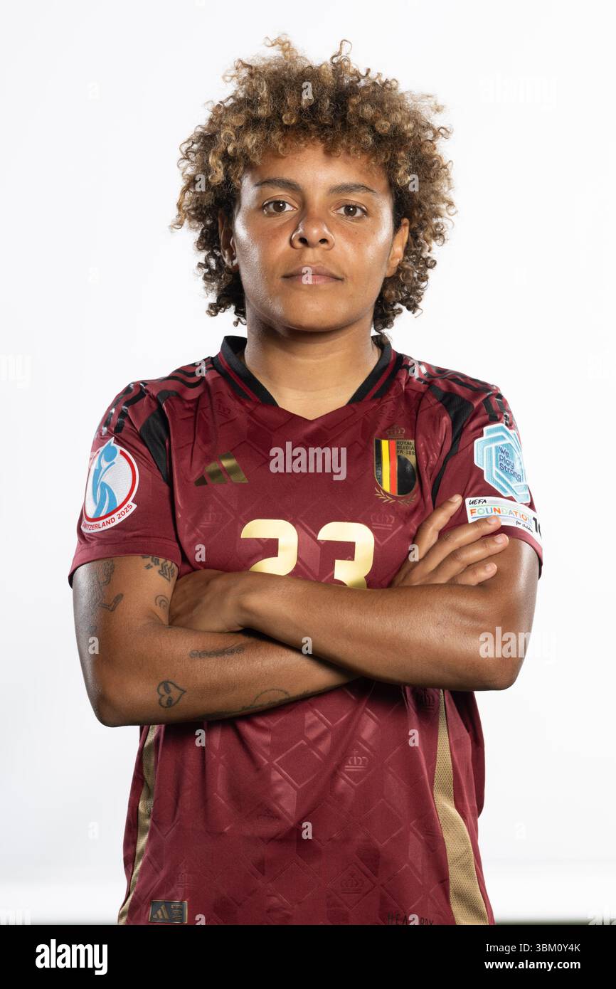Tubize, Belgium. 23rd June, 2025. Kassandra Missipo (23) of Belgium pictured during a photoshoot ...