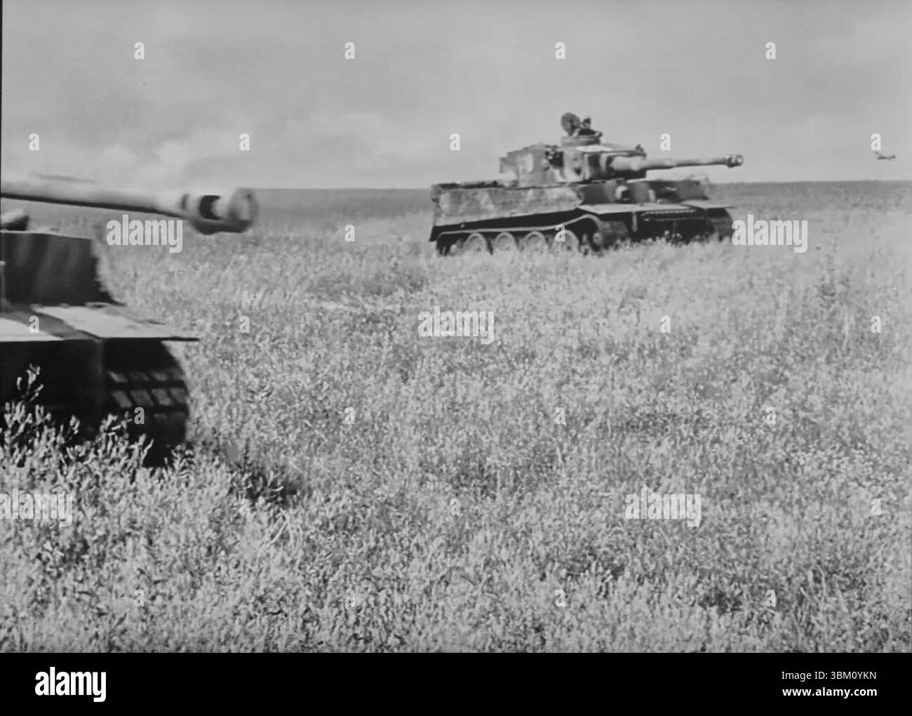 WW2 Screen B&W Still German Tiger Tanks advance during the Kursk ...